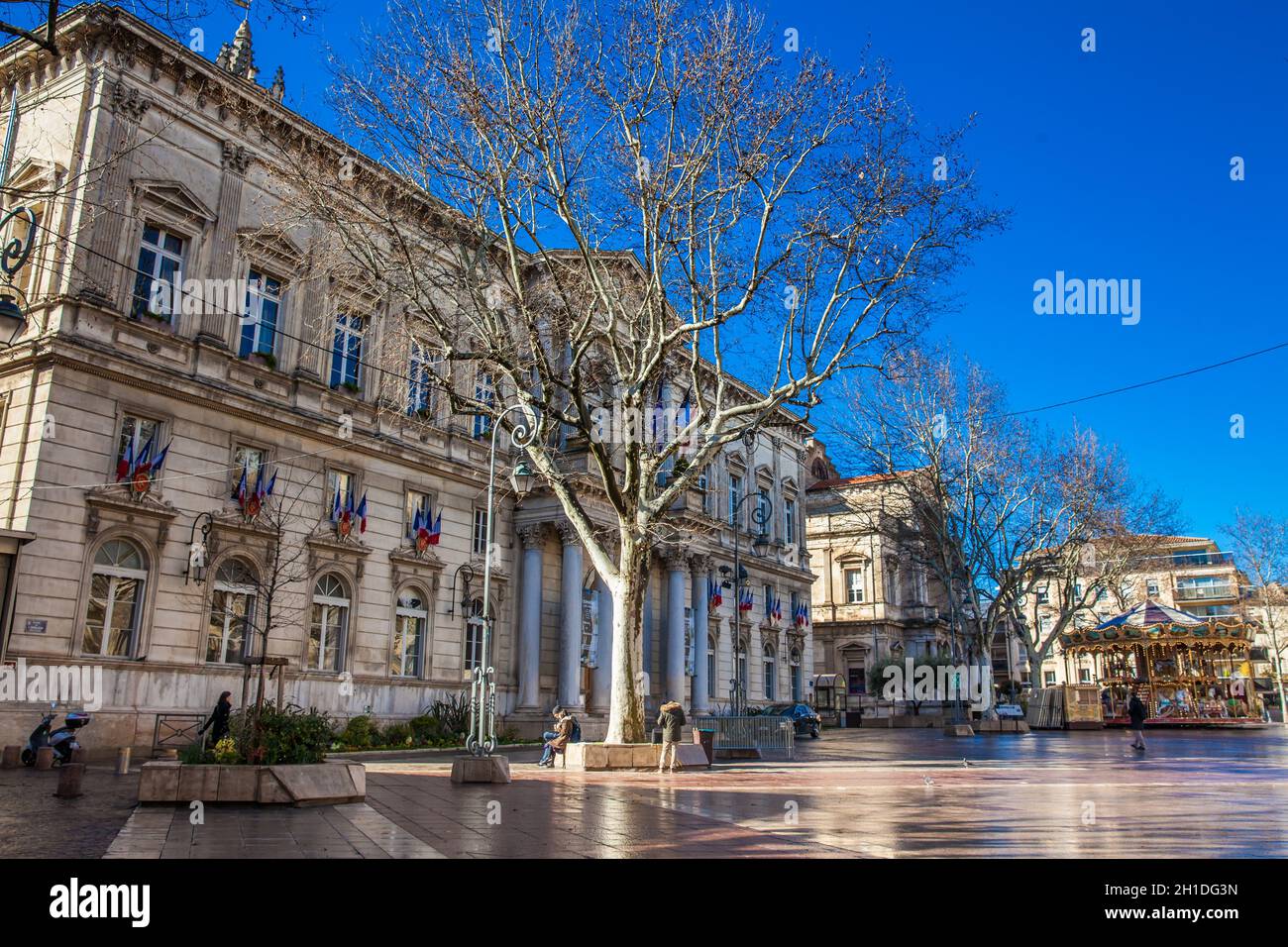 AVIGNON, FRANCE - MARCH, 2018: Hotel de Ville and the Clock Tower ...
