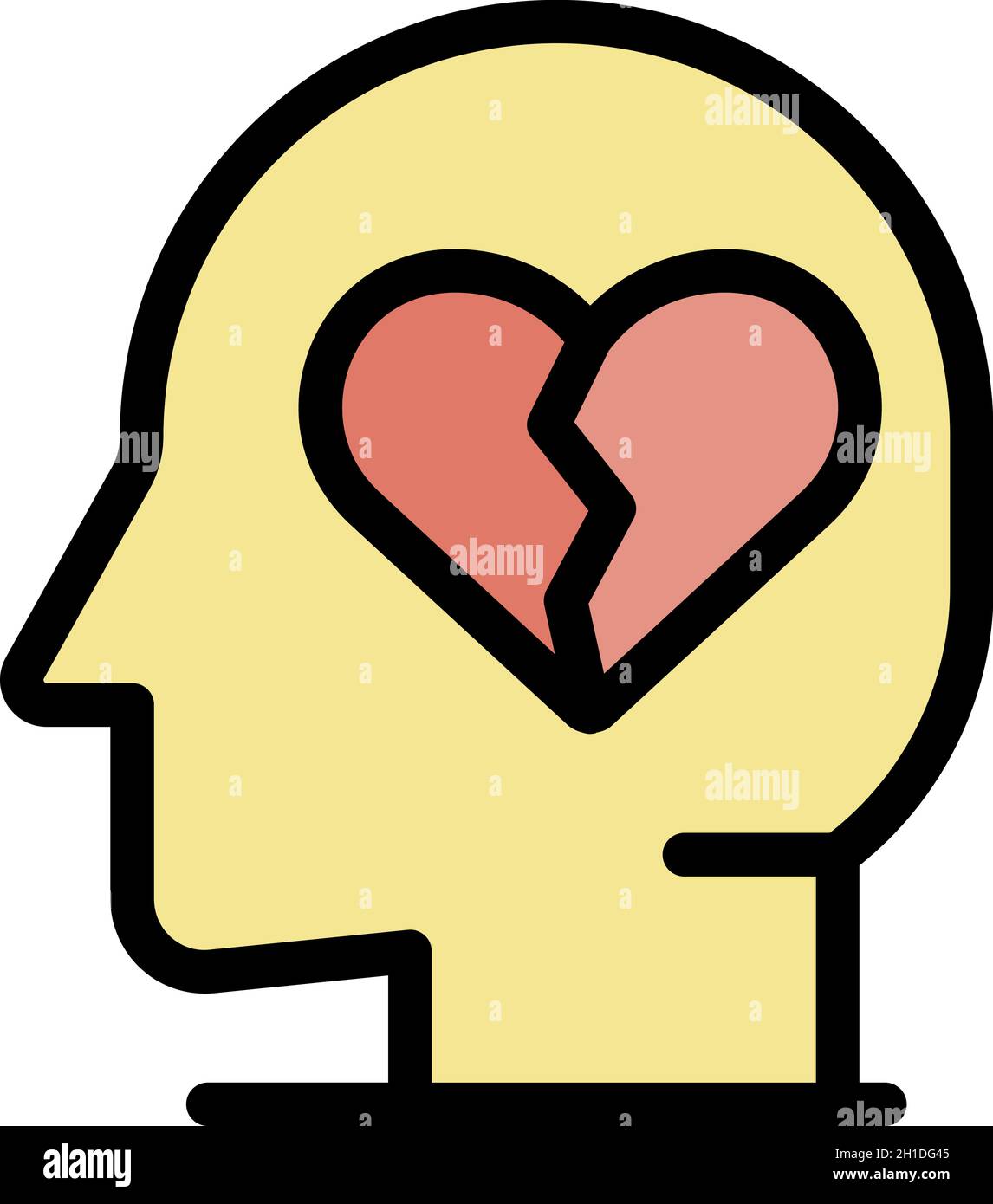 Depression heart man icon. Outline depression heart man vector icon ...
