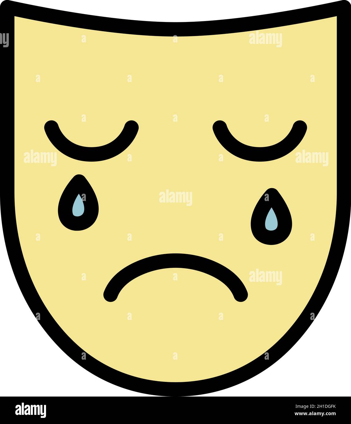 Sad depression mask icon. Outline sad depression mask vector icon color ...
