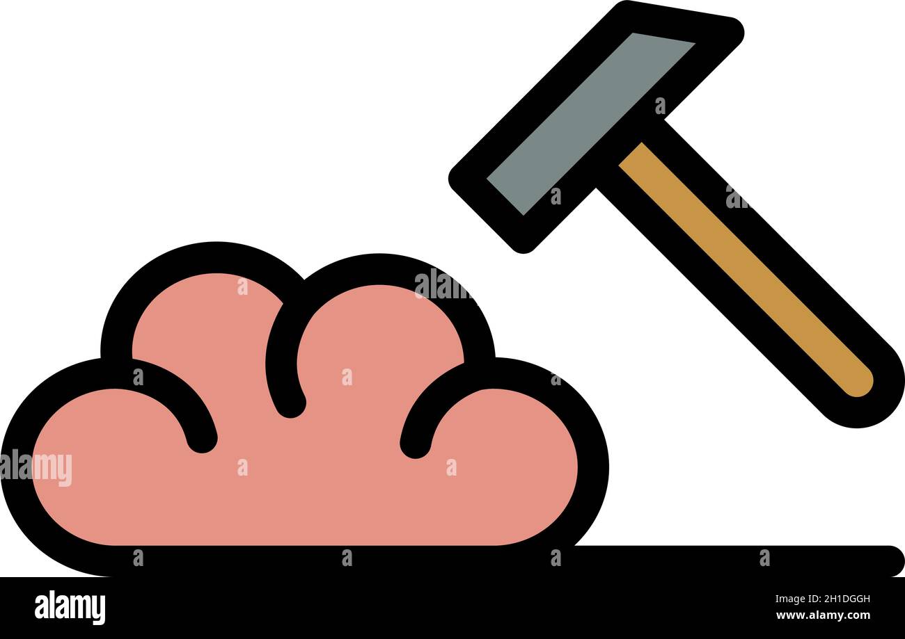 Depression hammer brain icon. Outline depression hammer brain vector ...