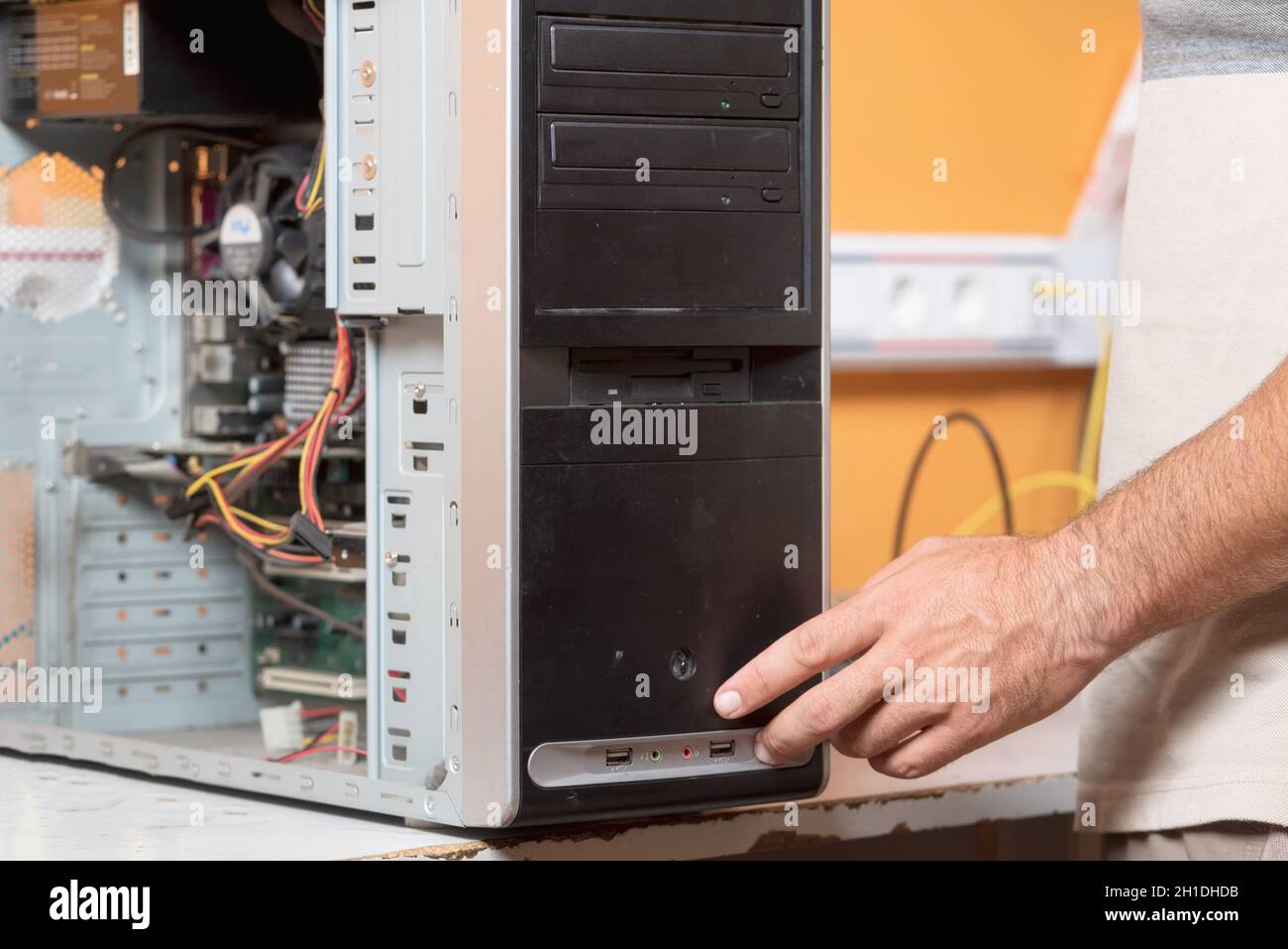 Technician repairing the computer. Concept of computer hardware ...
