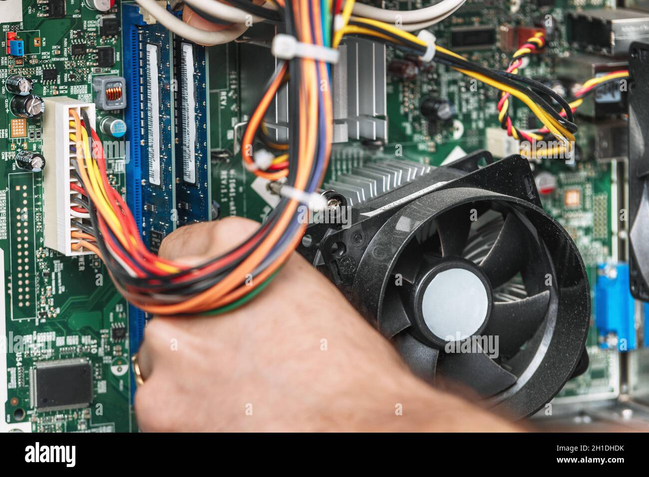 Technician repairing the computer, close up. Concept of computer ...