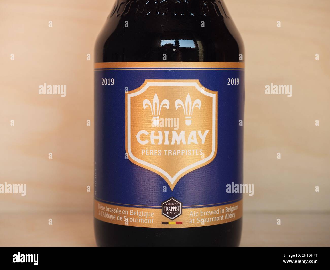 CHIMAY, BELGIUM - CIRCA APRIL 2020: Blue Chimay bottle of beer Stock ...
