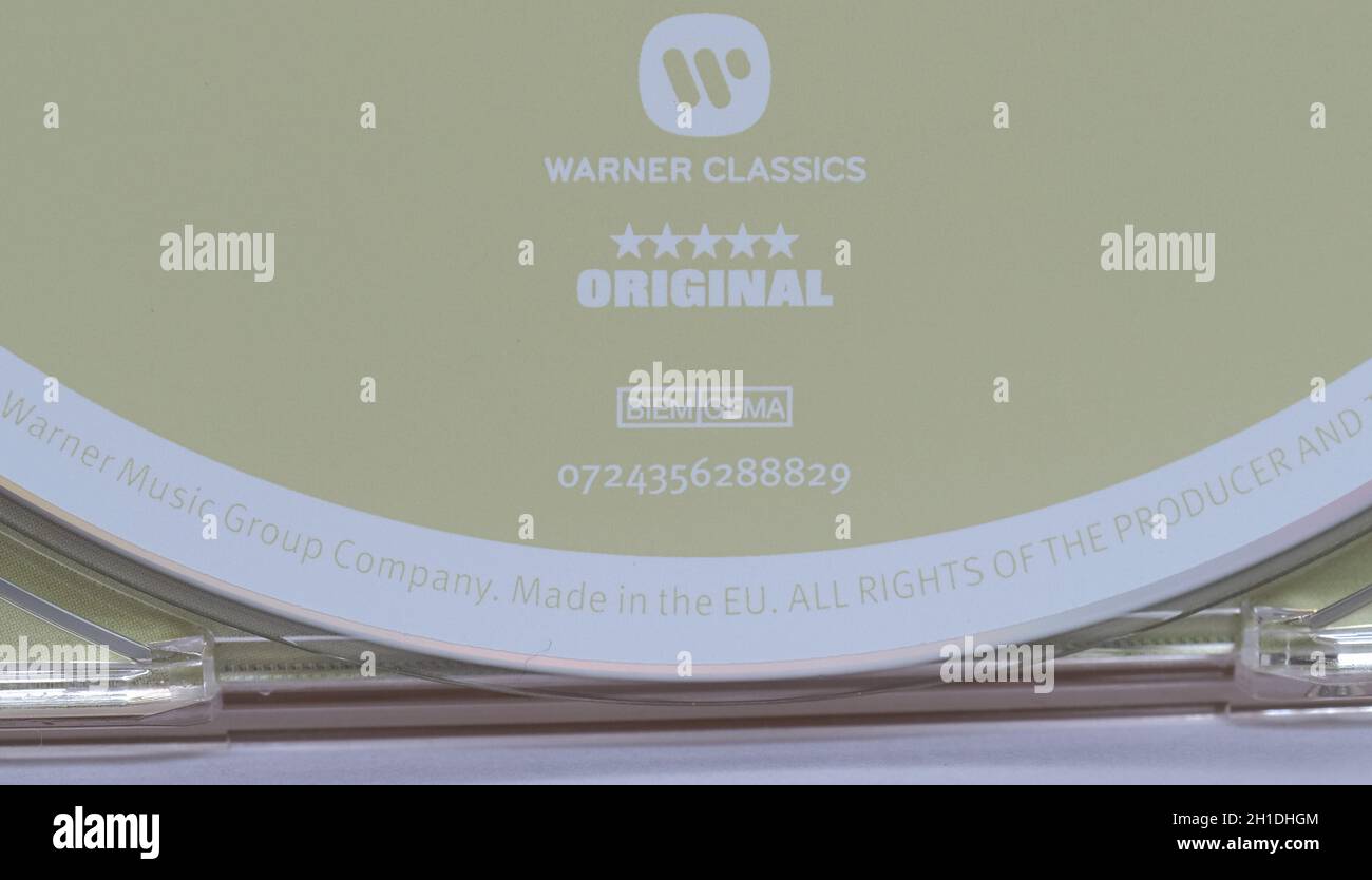 LOS ANGELES, USA - CIRCA MARCH 2020: Warner Classics sign on music CD ...