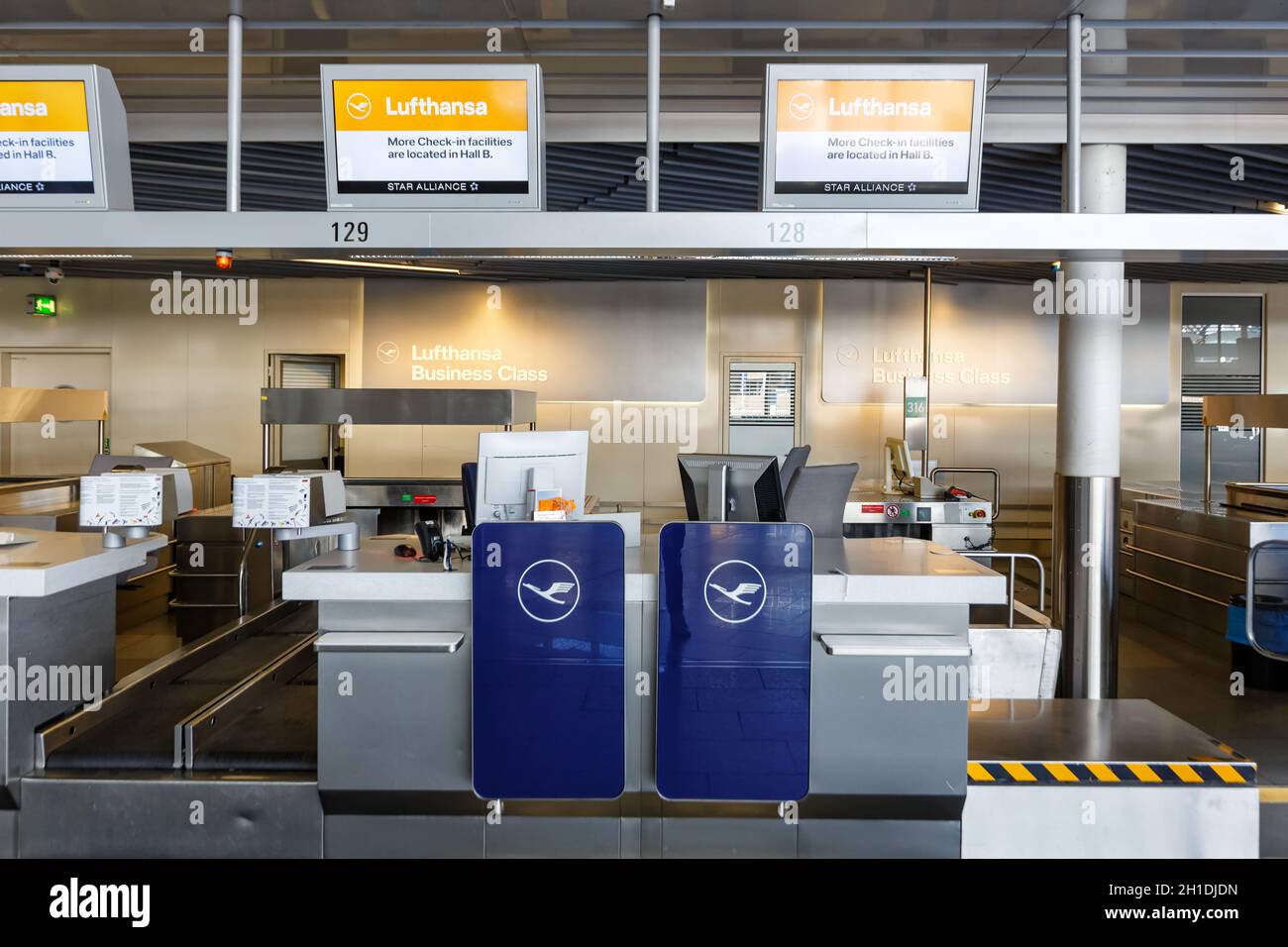 Frankfurt, Germany – April 7, 2020: Lufthansa Business Class Check-in ...