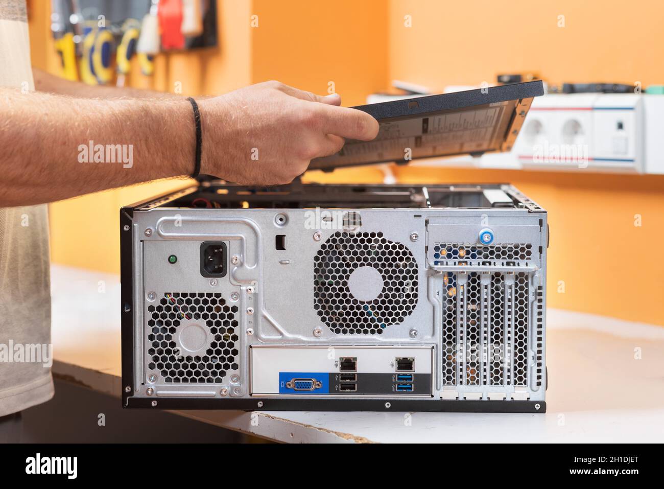 Technician repairing the computer. Concept of computer hardware ...