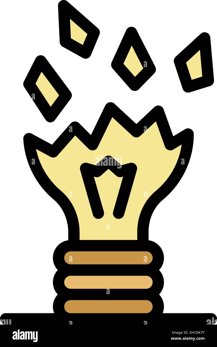 Cracked bulb icon. Outline cracked bulb vector icon color flat isolated ...