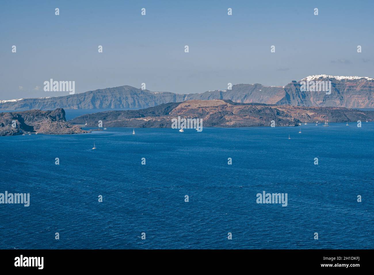 Natural landscapes, volcanic scenery with Aegean seascape in Santorini ...