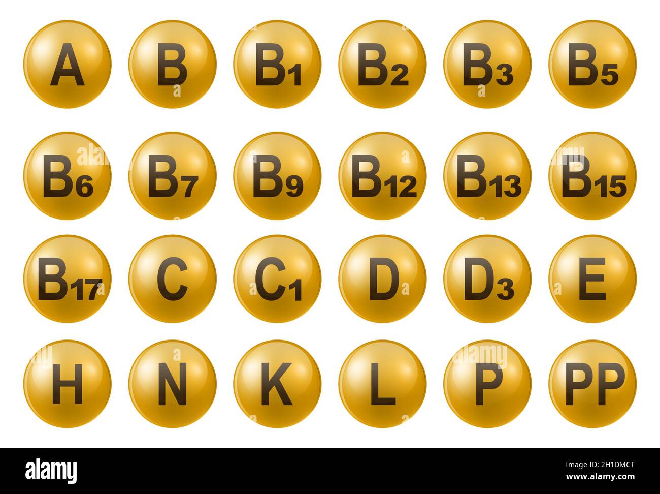 Vitamins round icons. Set of vitamins. Multivitamin supplement. Vector ...
