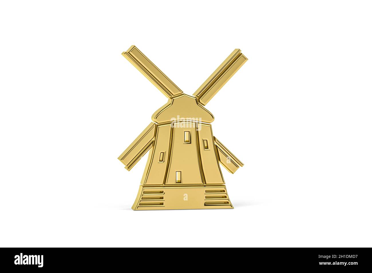 Golden 3d mill icon isolated on white background - 3d render Stock ...
