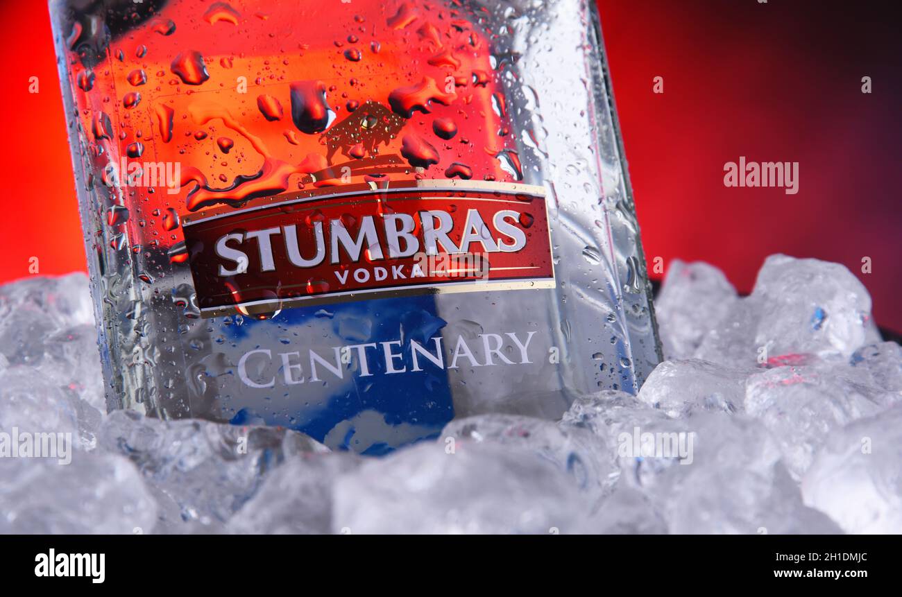POZNAN, POL - APR 7, 2020: Bottle of Stumbras, a brand of vodka ...