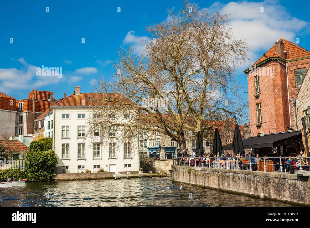 BRUGES, BELGIUM - MARCH, 2018: Canals of the historical and beautiful ...