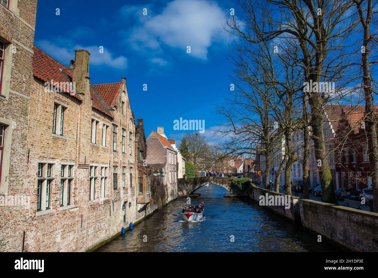 BRUGES, BELGIUM - MARCH, 2018: Canals of the historical and beautiful ...