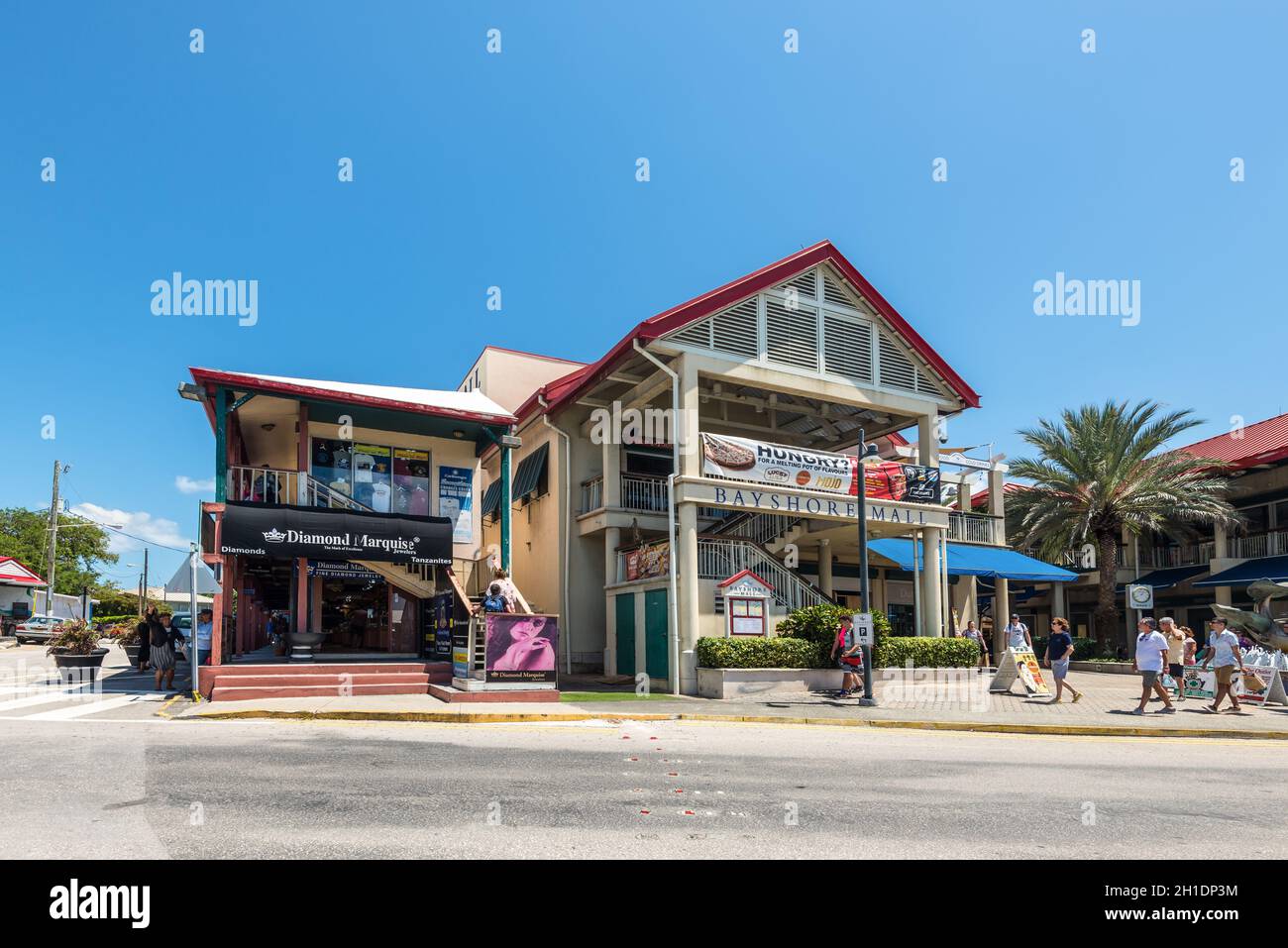George Town, Grand Cayman Island, UK - April 23, 2019: Street view of ...
