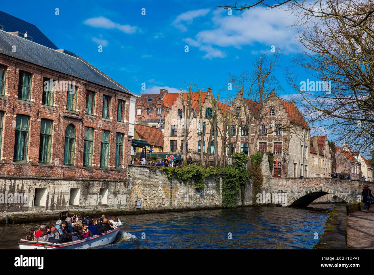 BRUGES, BELGIUM - MARCH, 2018: Canals of the historical and beautiful ...