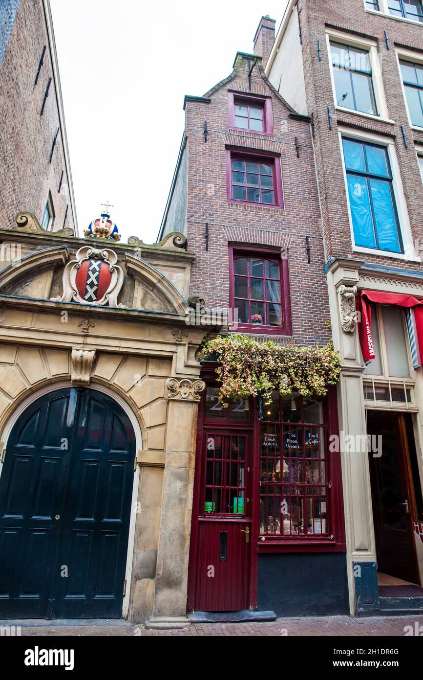AMSTERDAM, NETHERLANDS - MARCH, 2018: Facade of the smallest house in ...