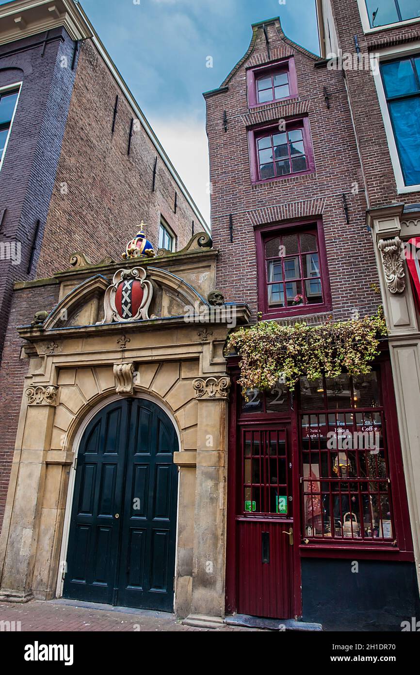 AMSTERDAM, NETHERLANDS - MARCH, 2018: Facade of the smallest house in ...
