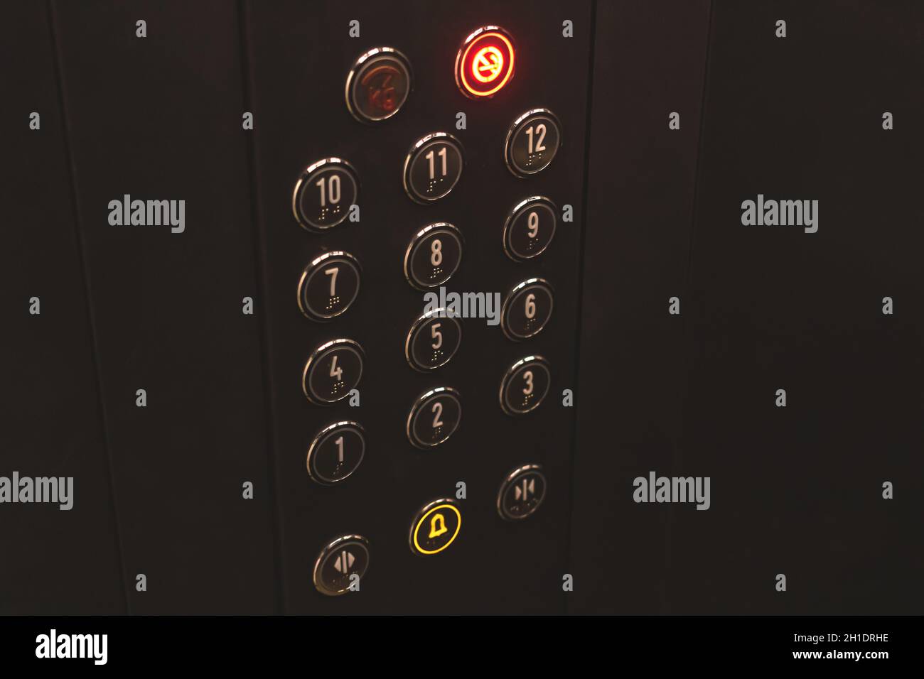 Elevator control panel closeup view. Modern elevator or lift with led ...