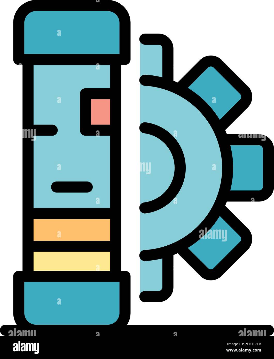 Server and gear icon. Outline server and gear vector icon color flat ...