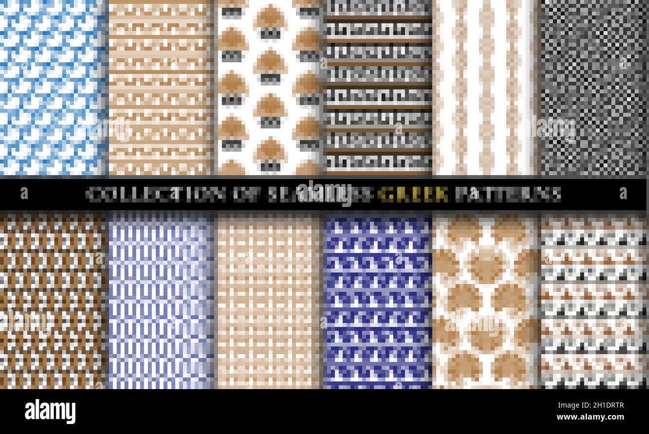 Vector seamless Greek patterns collection, art set Stock Vector Image ...