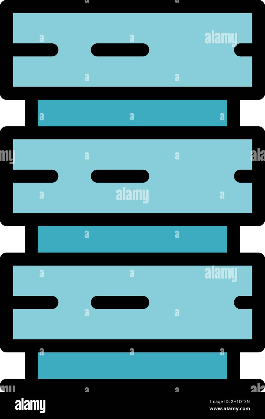 Server tower icon. Outline server tower vector icon color flat isolated ...