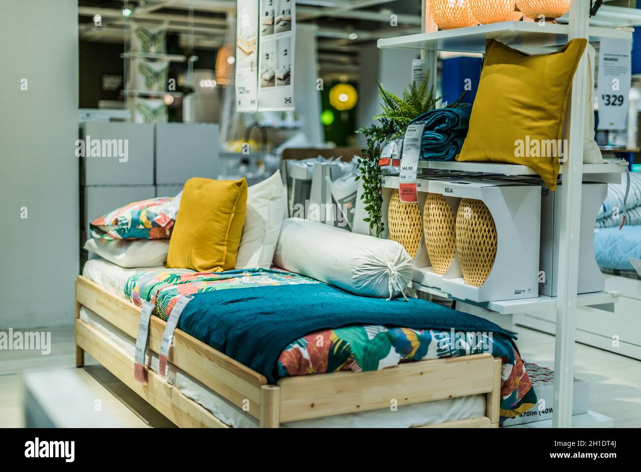 SINGAPORE - MAR 4, 2020: Interior of IKEA store, a brand of ...
