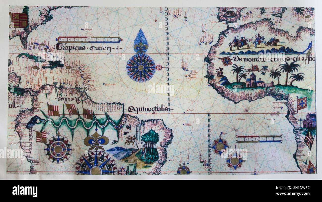 First Portolan chart of Europe, America and Africa with Amazonas River ...