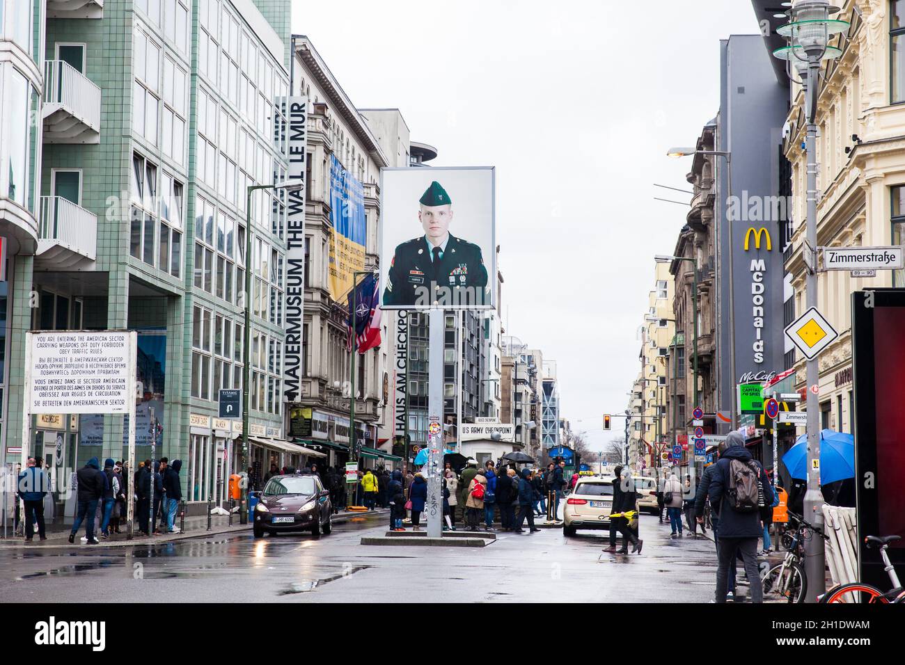 BERLIN, GERMANY - MARCH, 2018: Berlin Wall crossing point between East ...