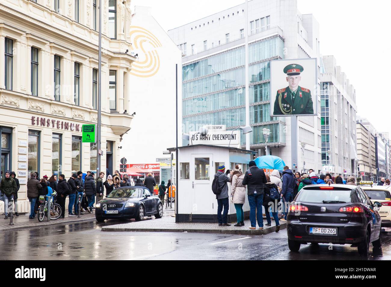BERLIN, GERMANY - MARCH, 2018: Berlin Wall crossing point between East ...