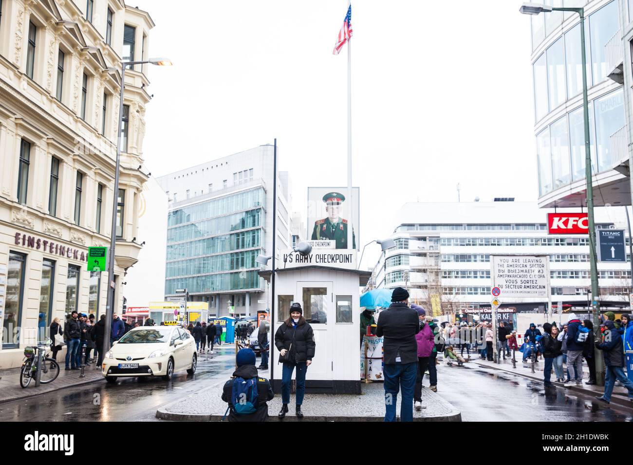 BERLIN, GERMANY - MARCH, 2018: Berlin Wall crossing point between East ...