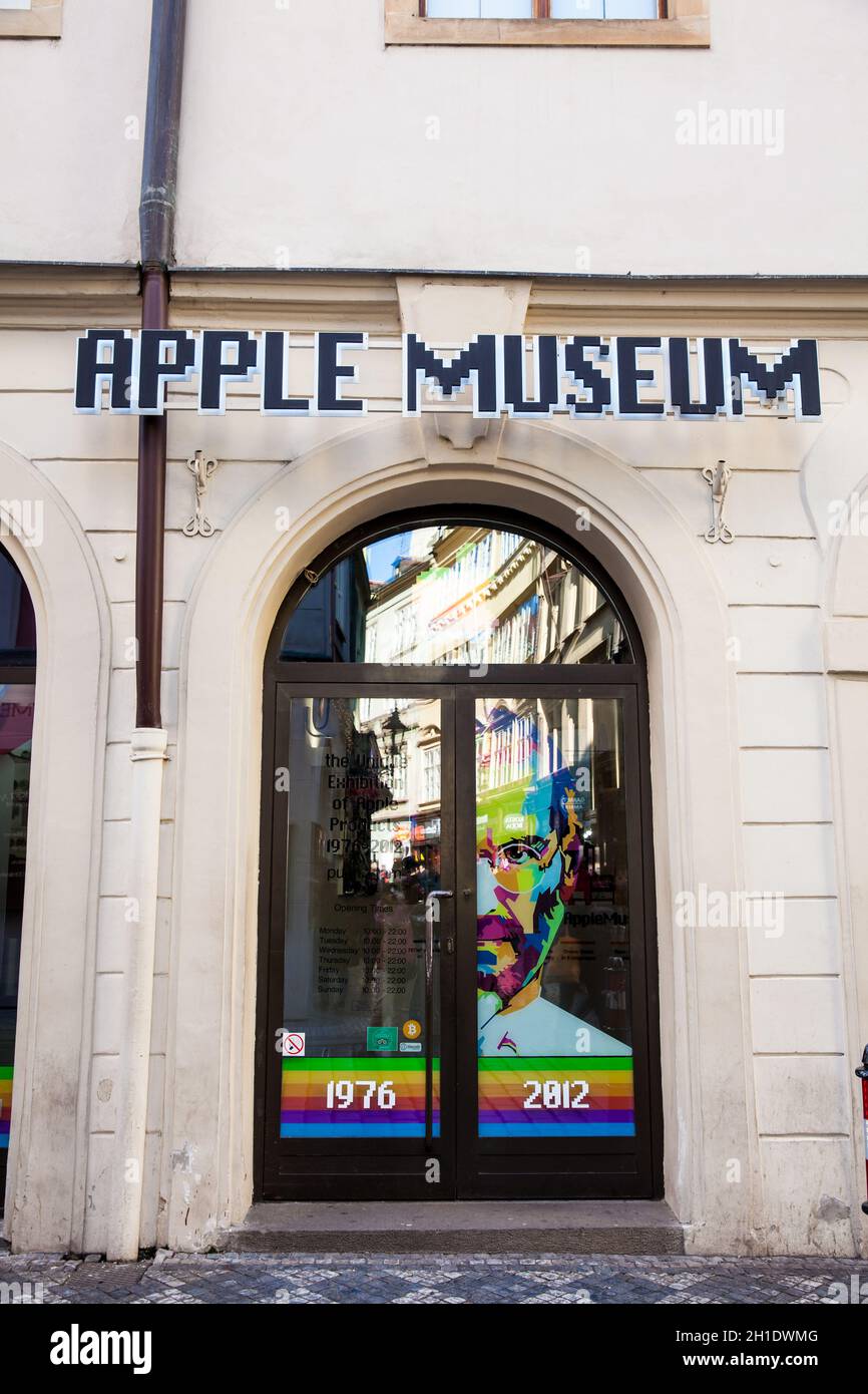 PRAGUE, CZECH REPUBLIC - APRIL, 2018: Facade of the Apple Museum at the ...