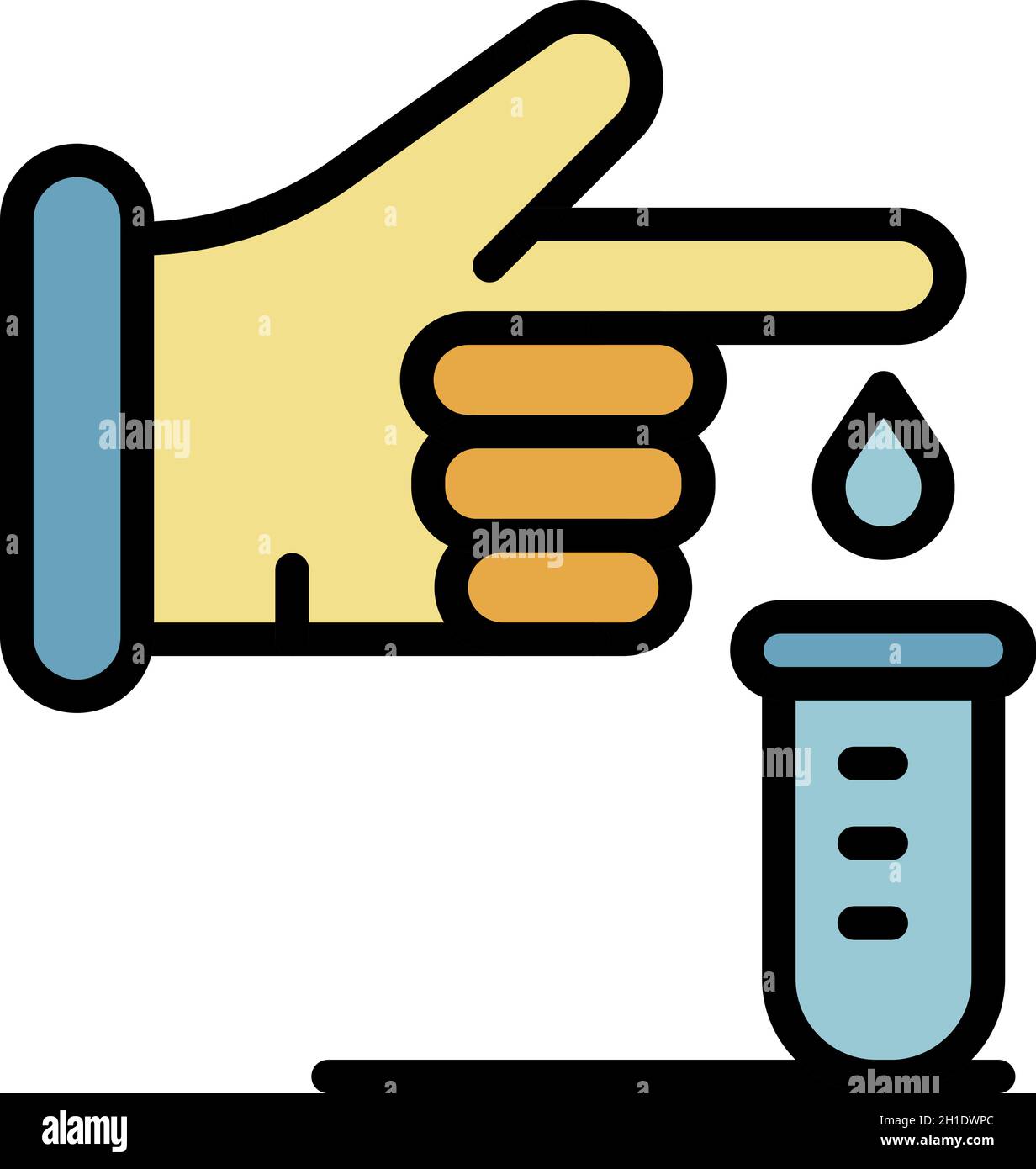 Finger blood test icon. Outline finger blood test vector icon color ...