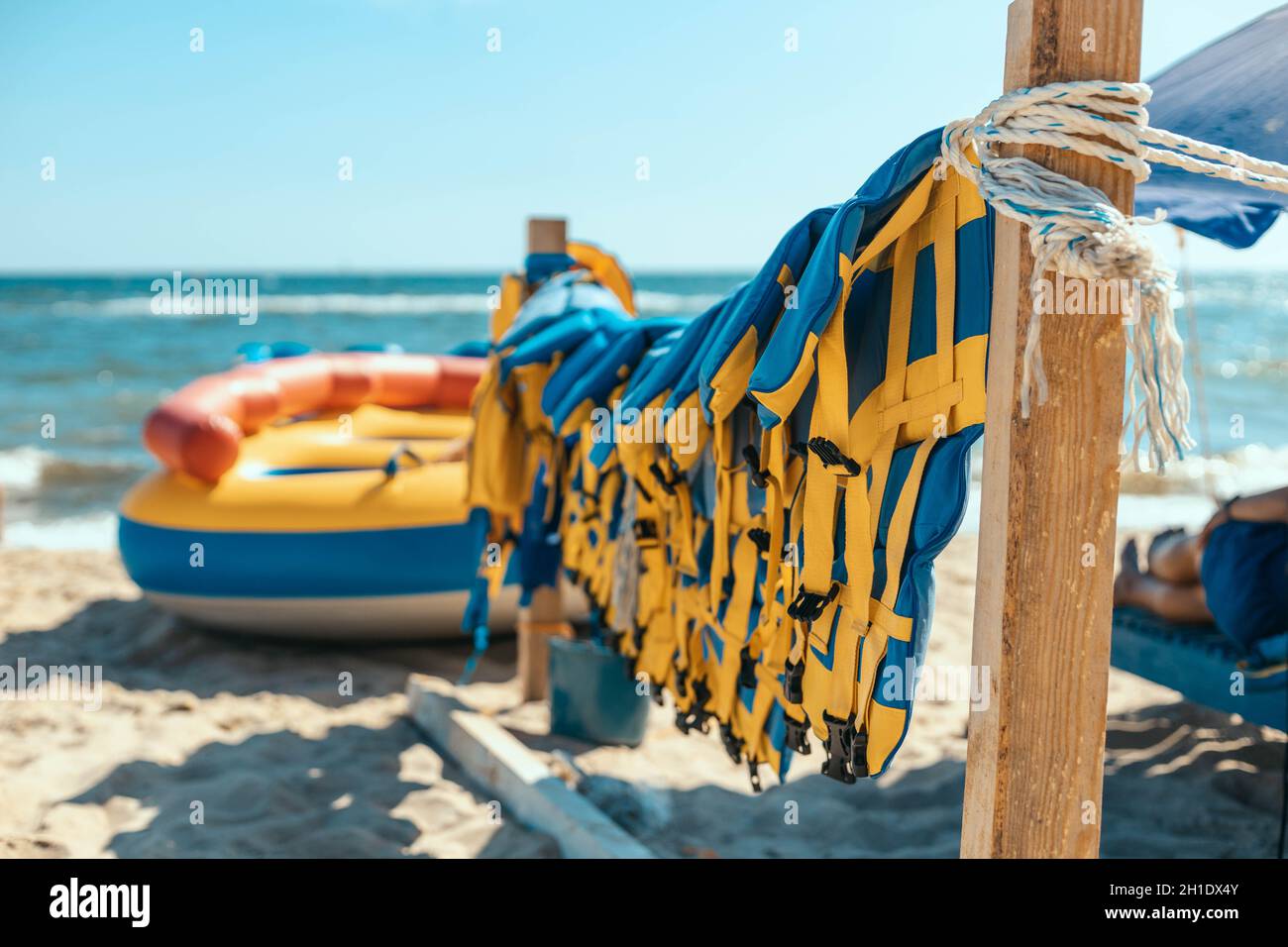 Safety equipment on beach life jacket hi-res stock photography and ...