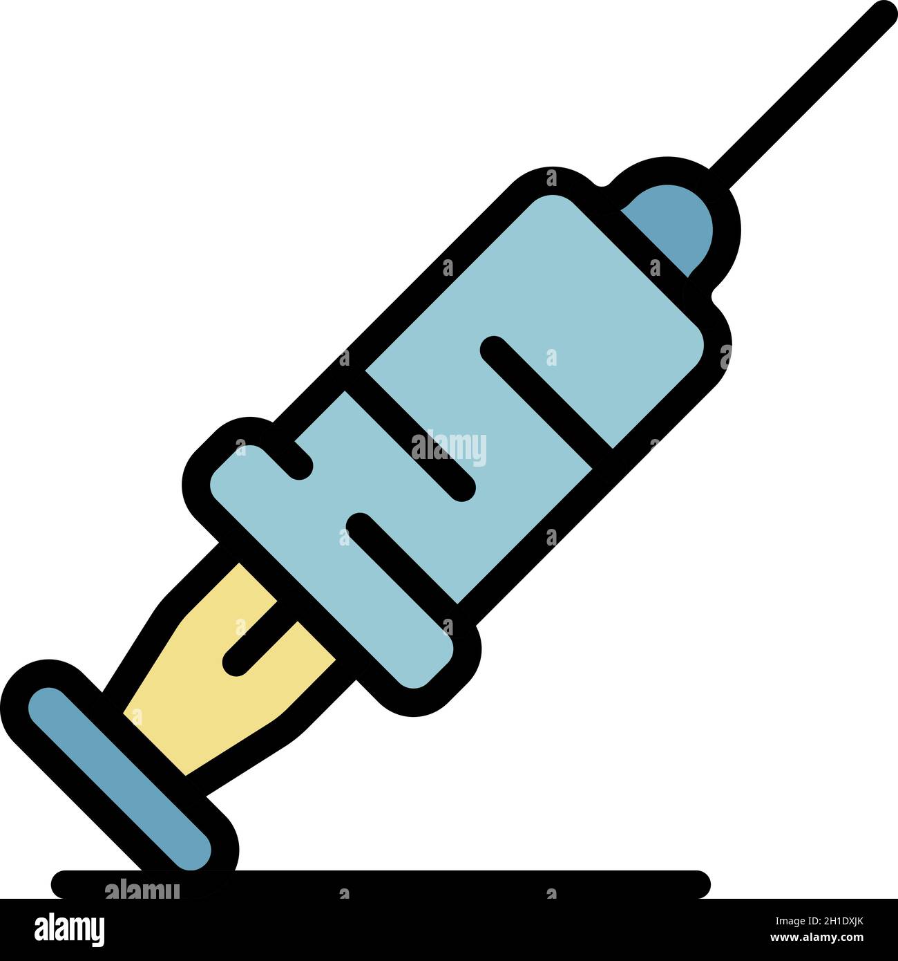 Syringe icon. Outline syringe vector icon color flat isolated Stock ...