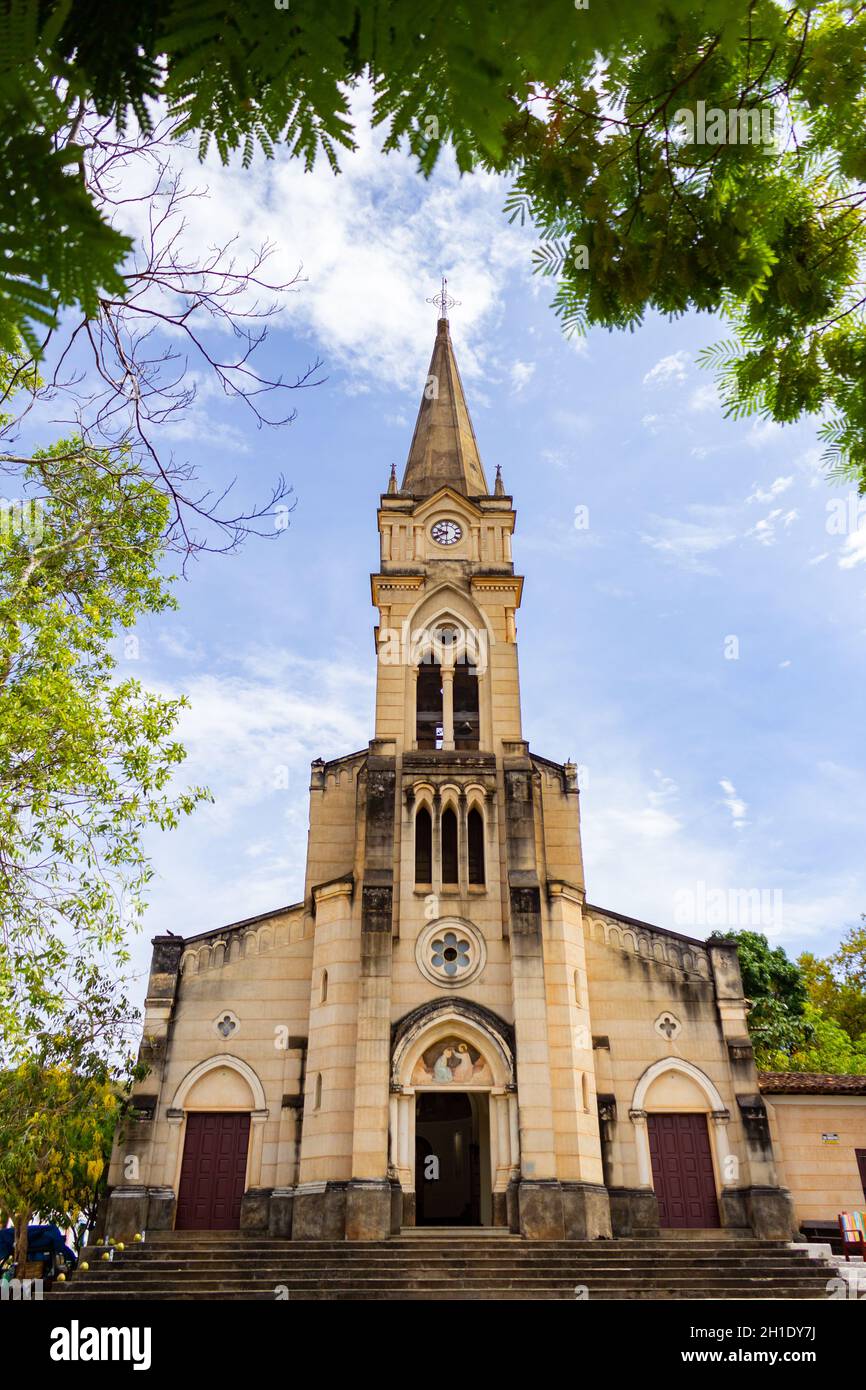 Detail of Our Lady of Rosary Church with blue sky and some clouds in ...