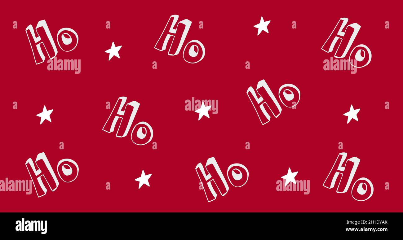 Multiple Ho text and stars moving against red background Stock Photo ...