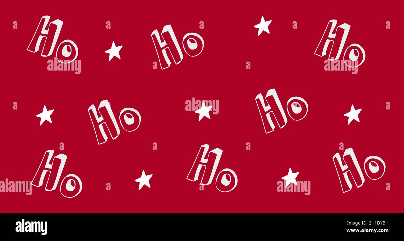 Multiple Ho text and stars moving against red background Stock Photo ...