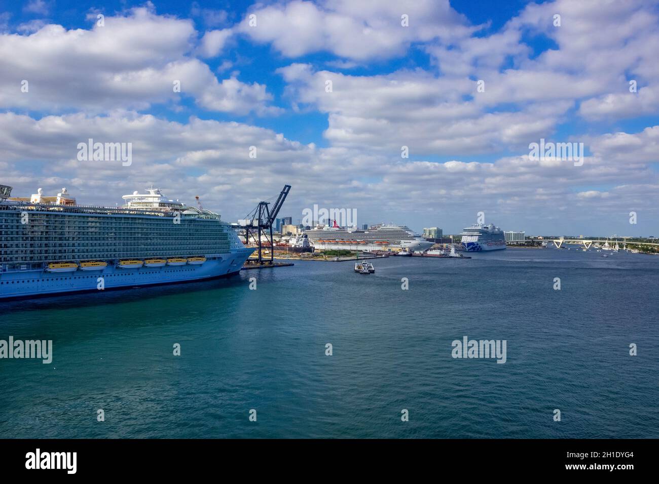 Fort Lauderdale - December 1, 2019: The view from a cruise ship of ...