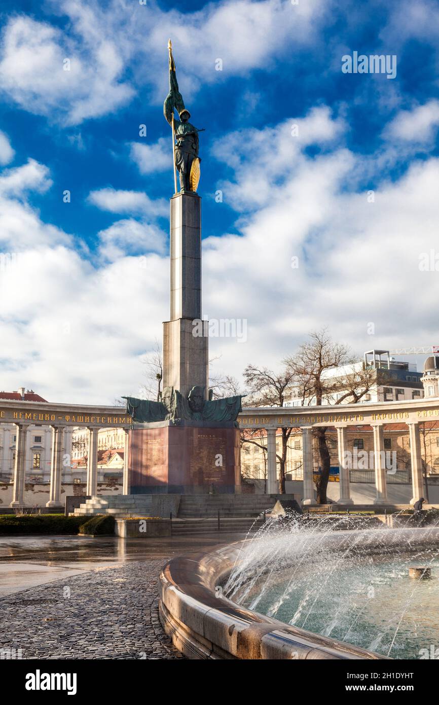 VIENNA, AUSTRIA - APRIL, 2018: Monument to the heroes of the Red Army ...