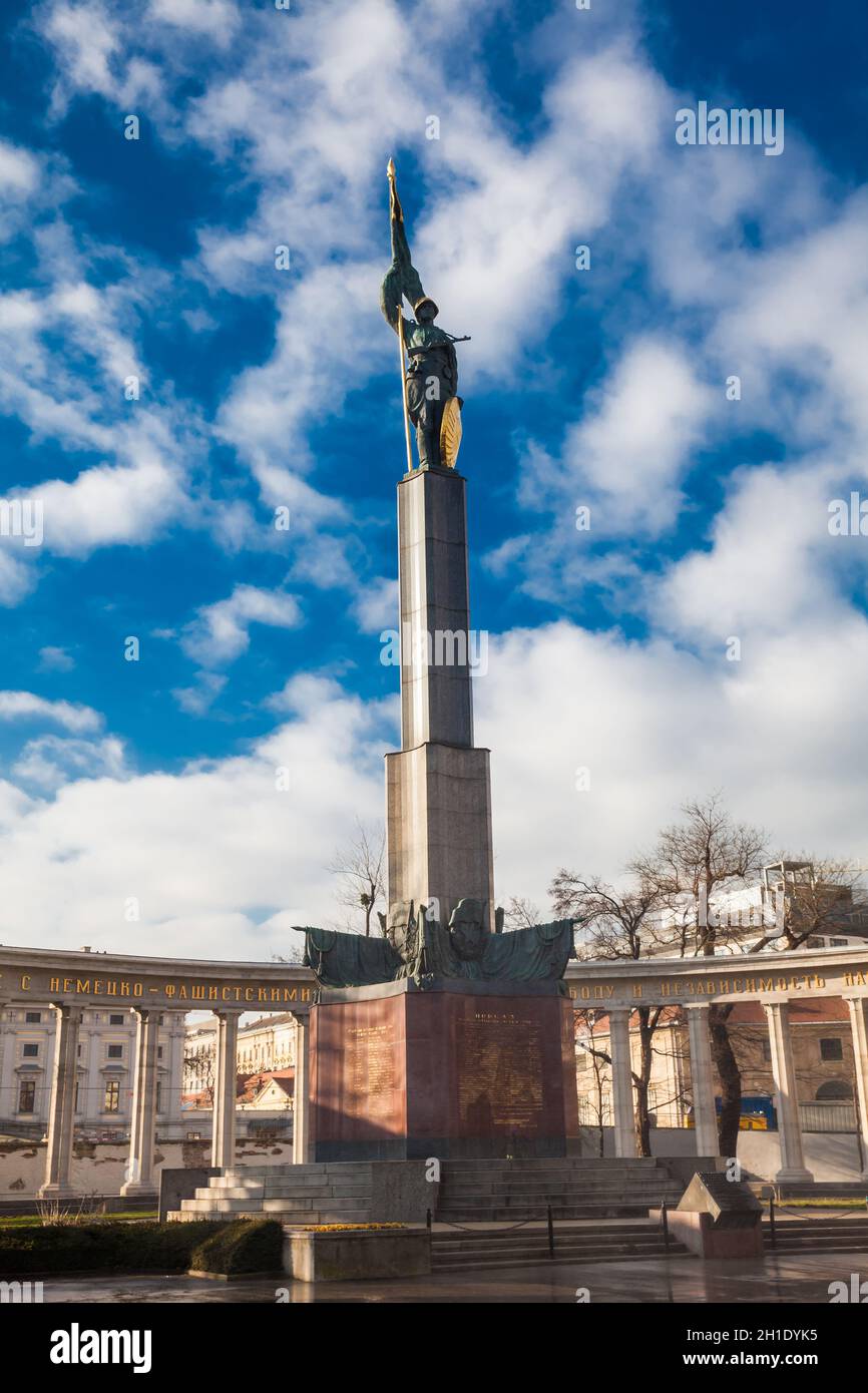 VIENNA, AUSTRIA - APRIL, 2018: Monument to the heroes of the Red Army ...