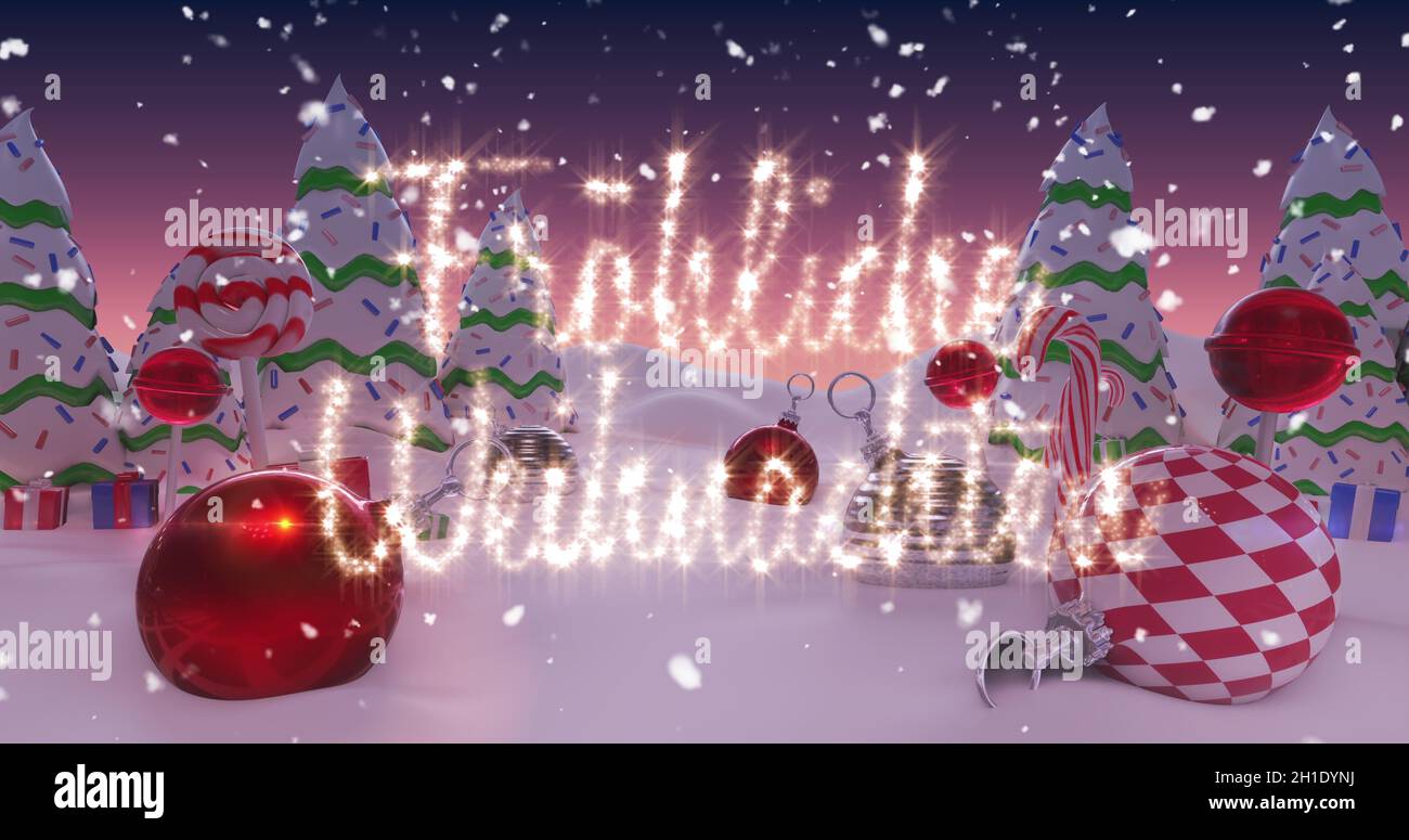 Image of German Christmas Message written in shiny letter on snowy ...
