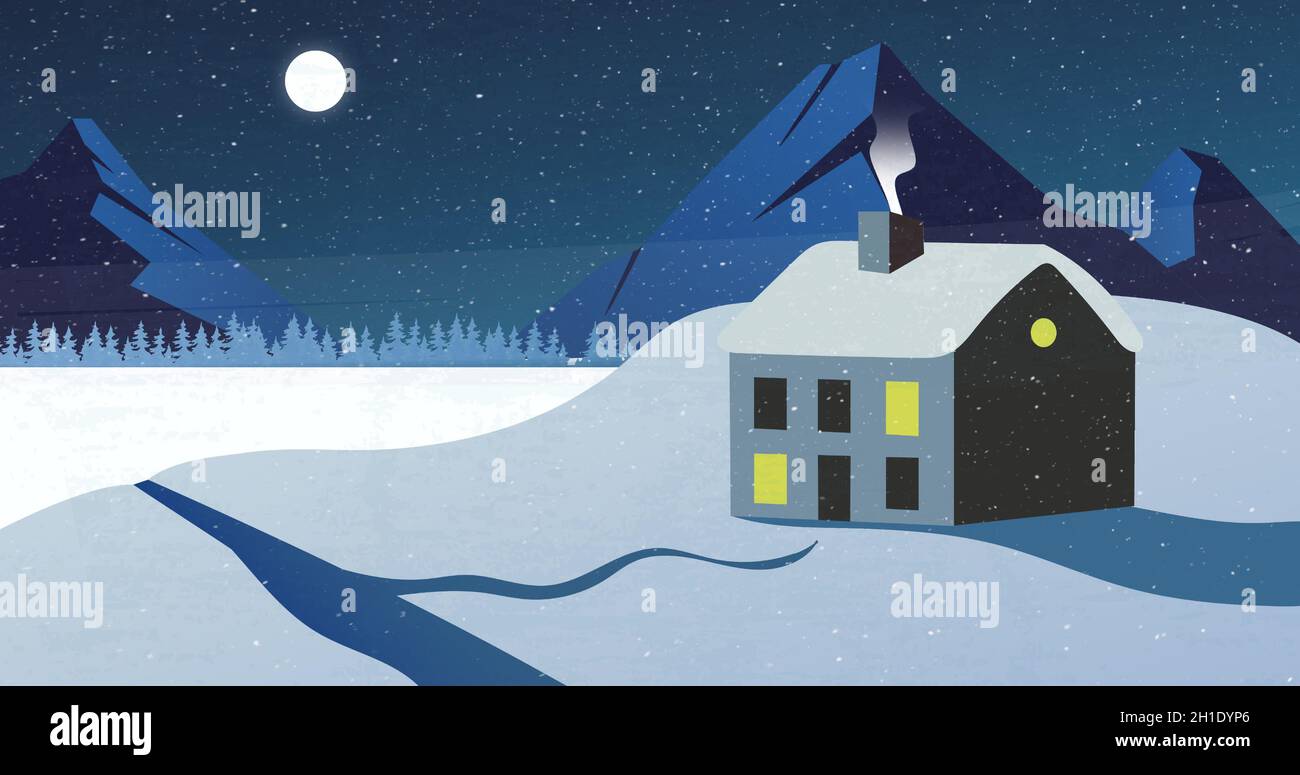 Christmas winter night scene image Stock Photo - Alamy