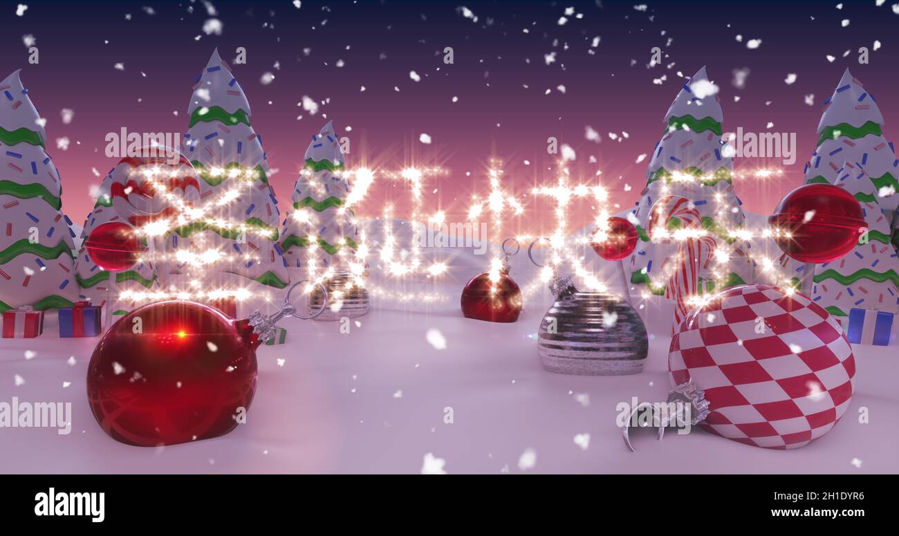 Image of Chinese Christmas Greeting written in shiny letter on snowy ...