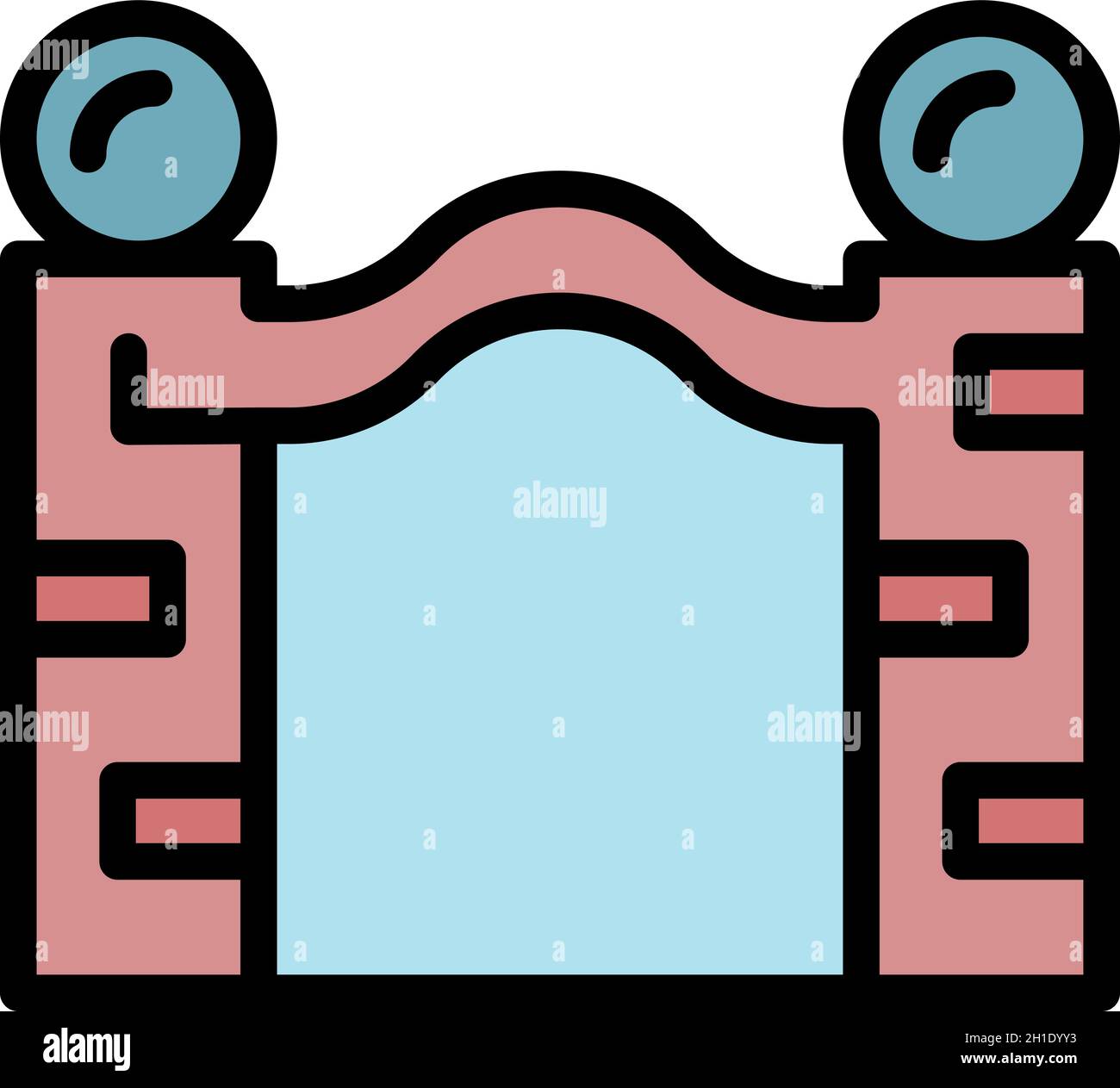 Brick arch gates icon. Outline brick arch gates vector icon color flat ...