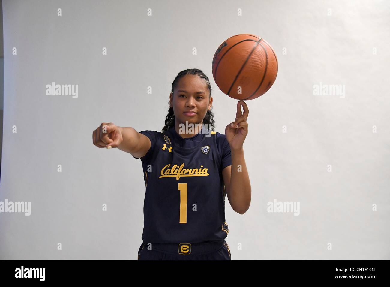Cal Leilani McIntosh posing during Pac-12 women's basketball media day ...