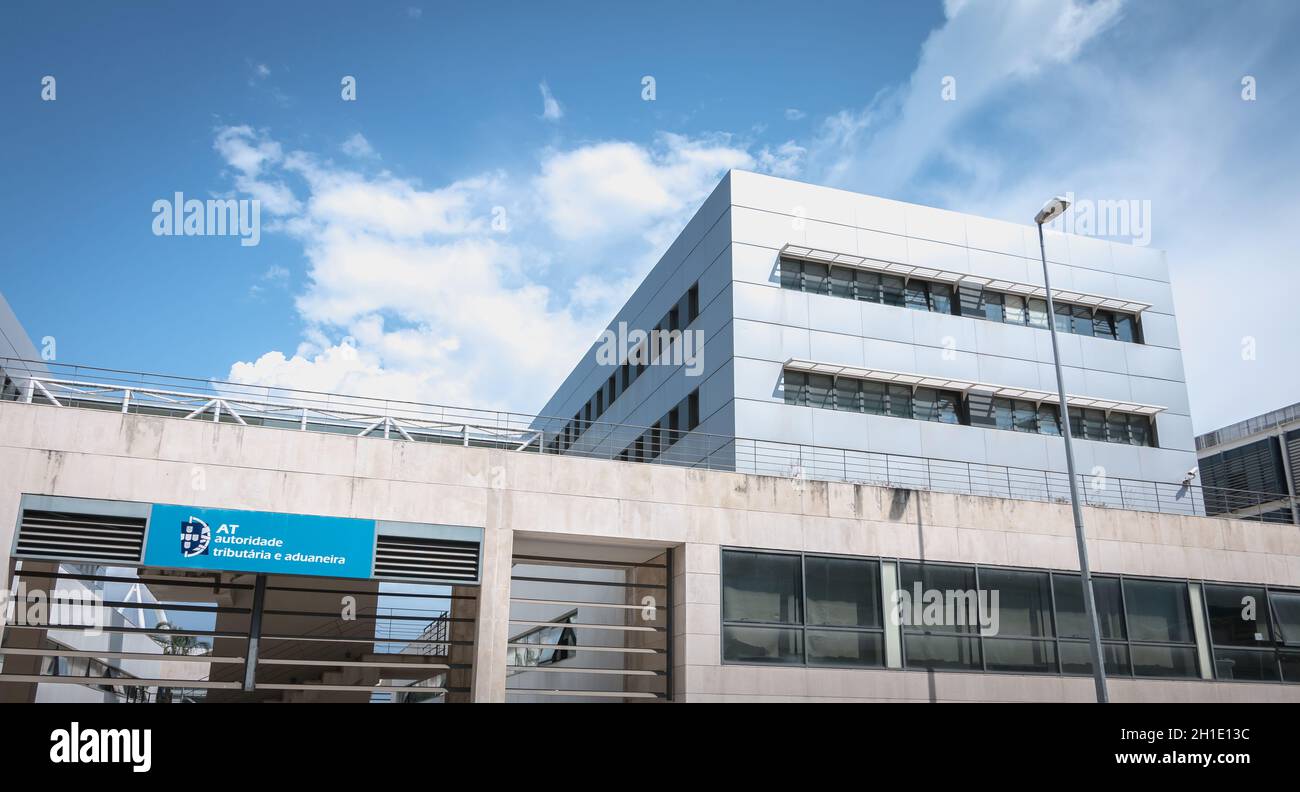 Lisbon, Portugal - May 7, 2018: Architecture detail of the building of ...
