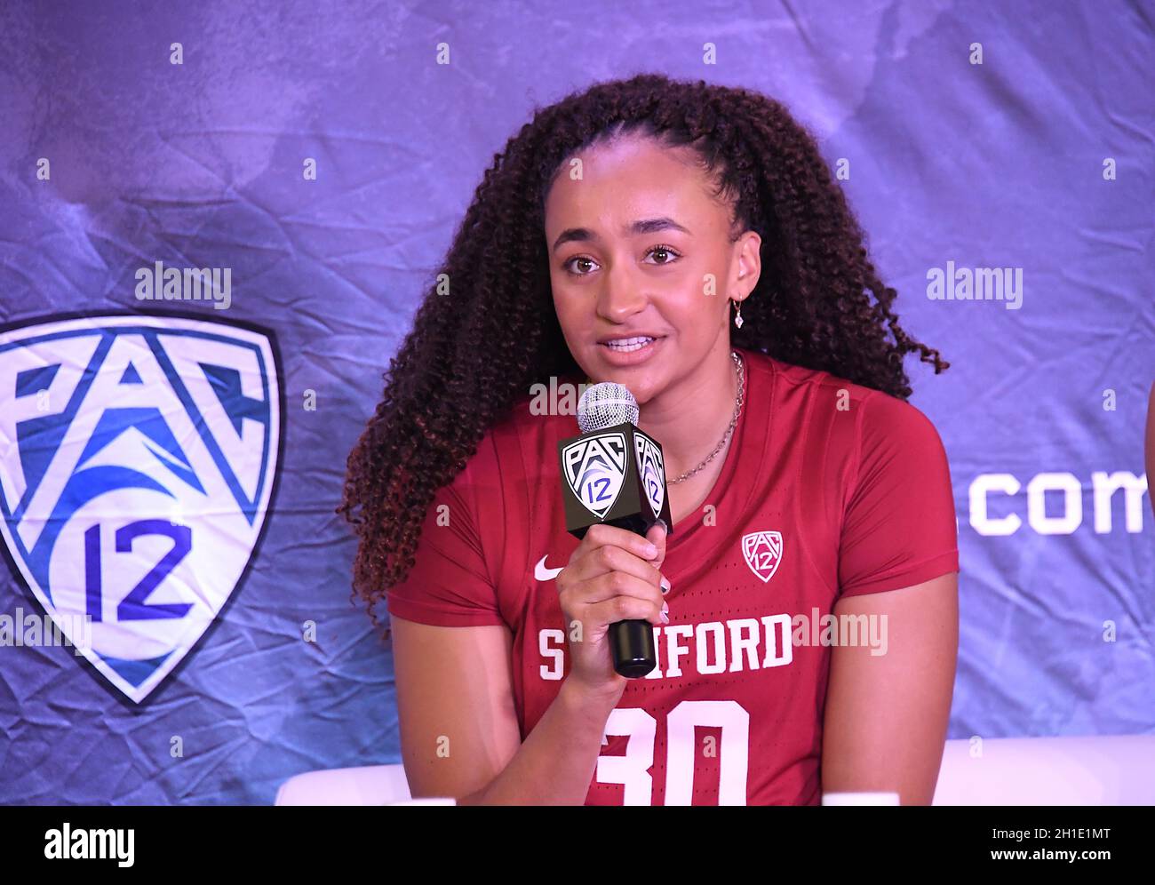 Stanford Cardinals Haley Jones fields several questions during Pac-12 ...
