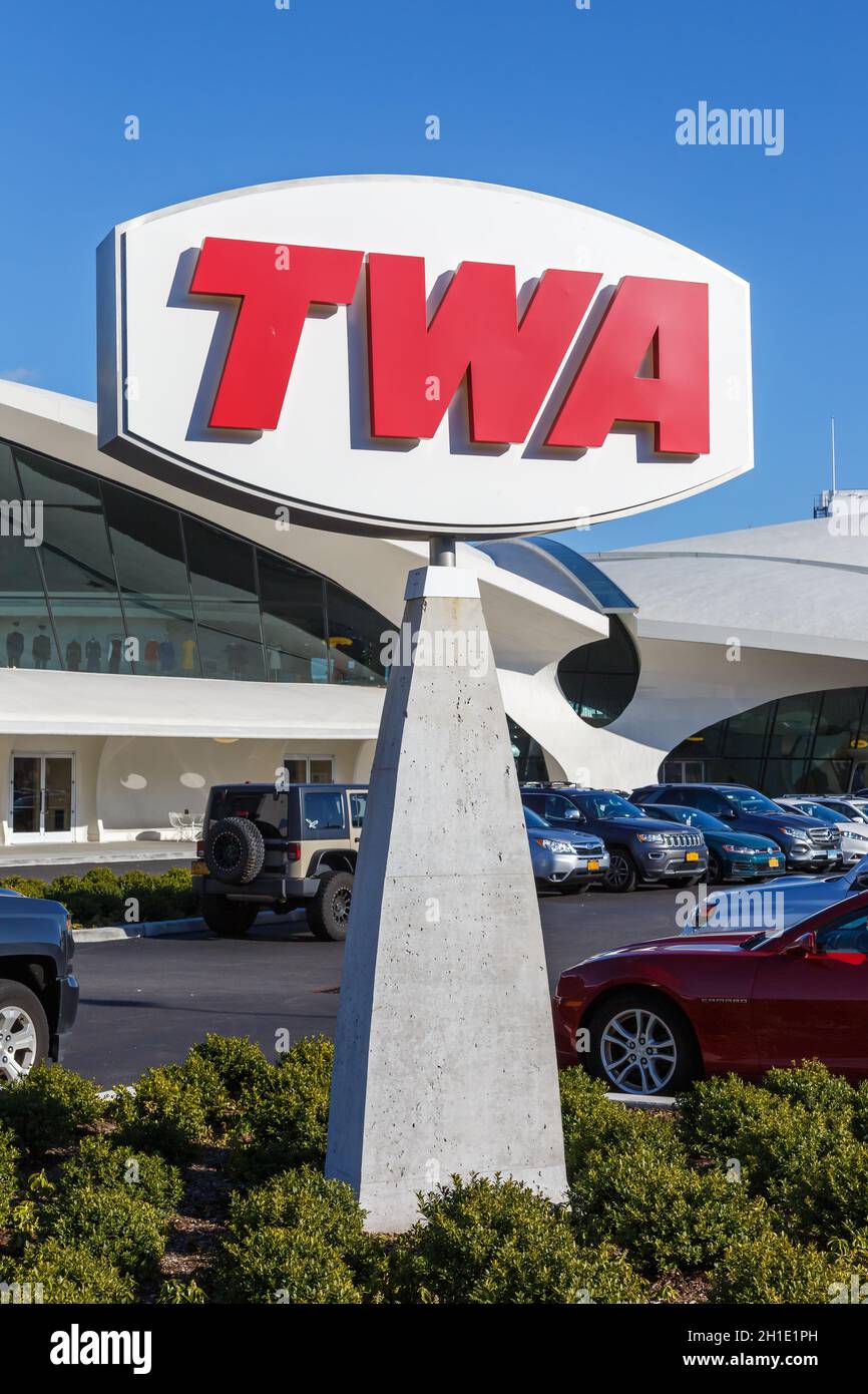 New York City, New York – February 27, 2020: TWA Logo Hotel Terminal at ...
