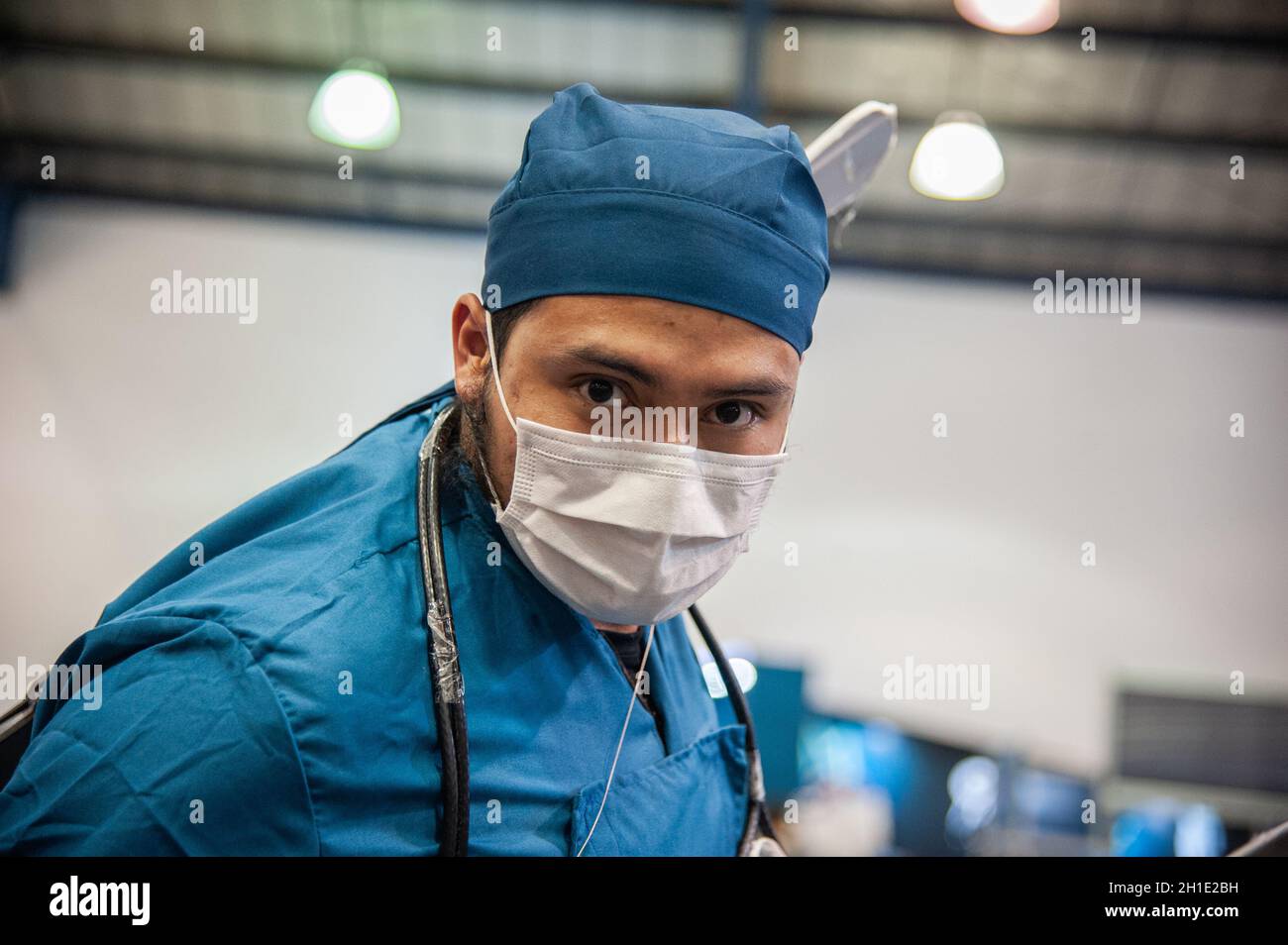 An attendee cosplays a doctor as an aim to showcase how medics are ...
