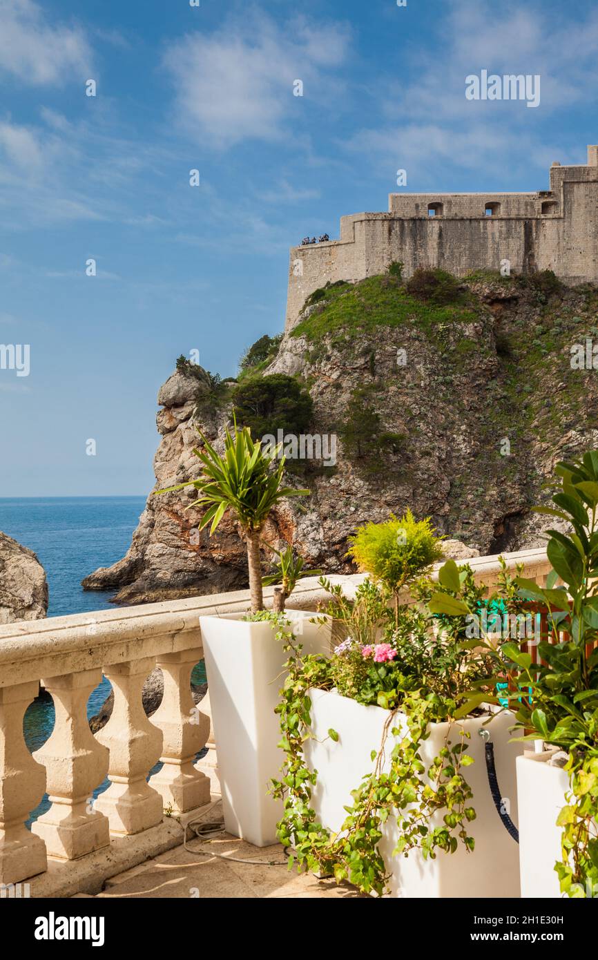 Medieval Fort Lovrijenac located on the western wall of the city of ...